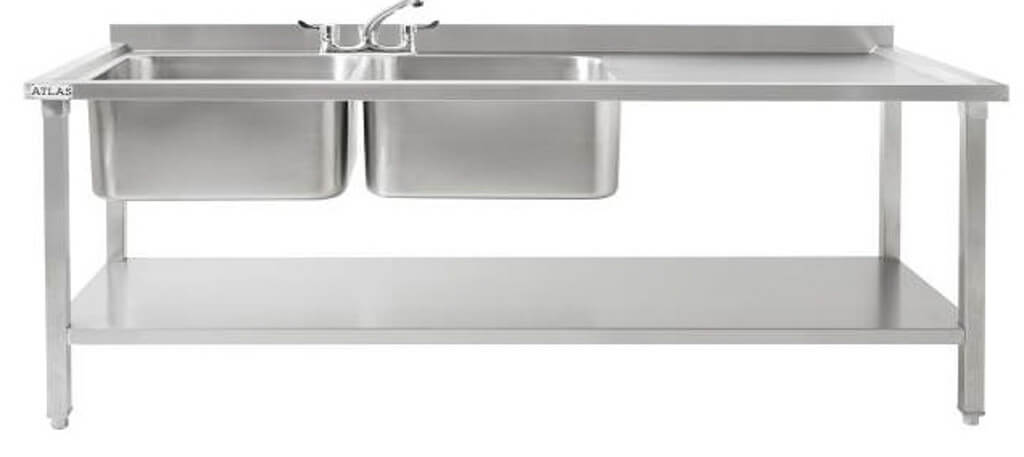 Atlas Large Double Sinks, Right Drainer - Cater2 Ltd - Catering ...
